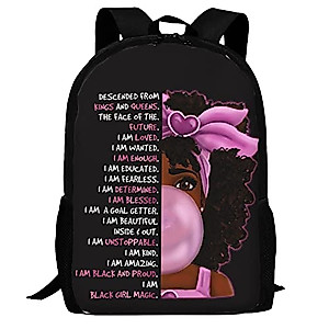 nrseag African American Girl Backpack Black Girl Backpack African Kids Cute Black Girl Bookbag for School Kids Teen Girls