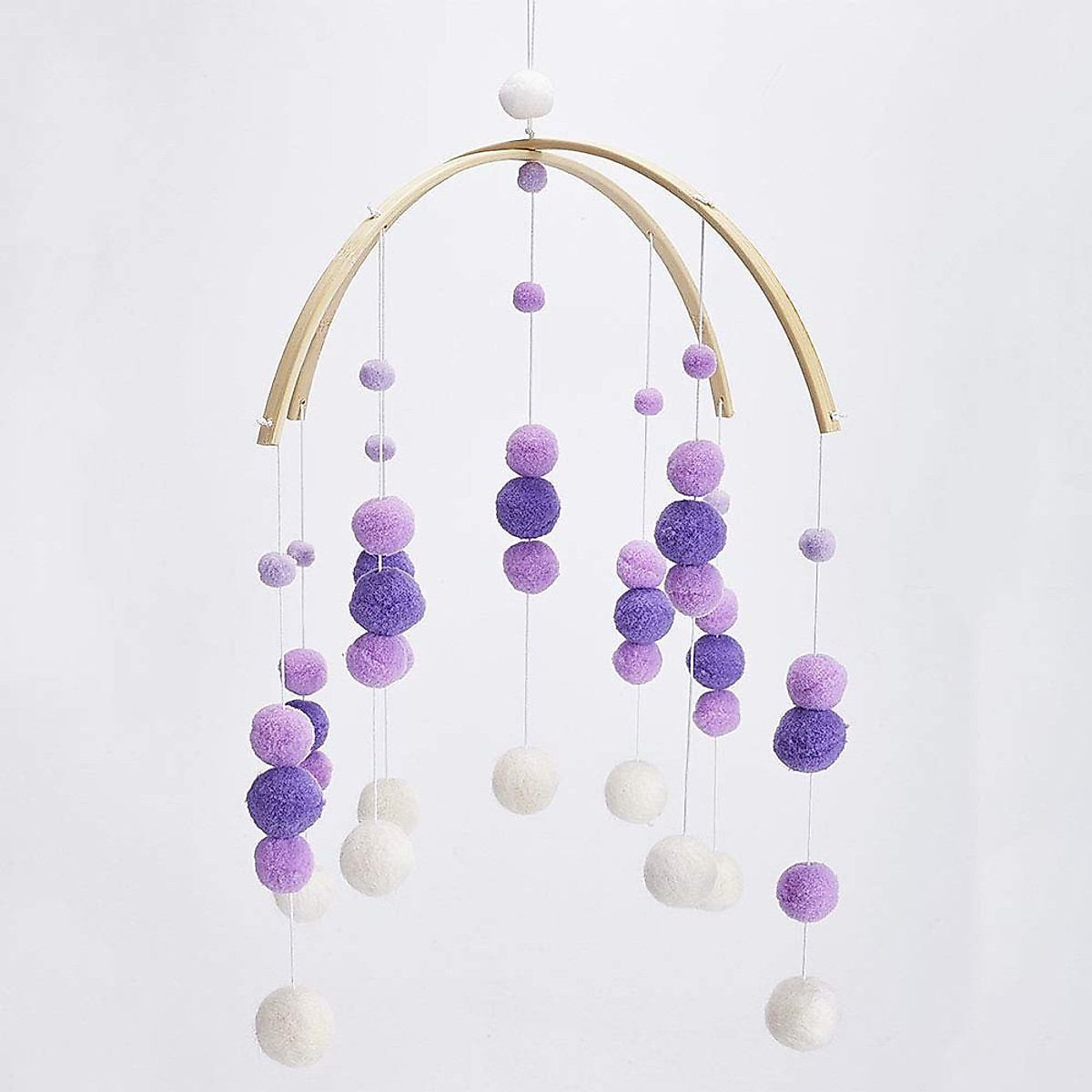 Baby Crib Mobile,Baby Mobile Crib Felt Ball Hanging Toys Pendant Wind Chimes Decorations,Gifts for Newborn,Nursery Decor for Girls Boys(Purple)