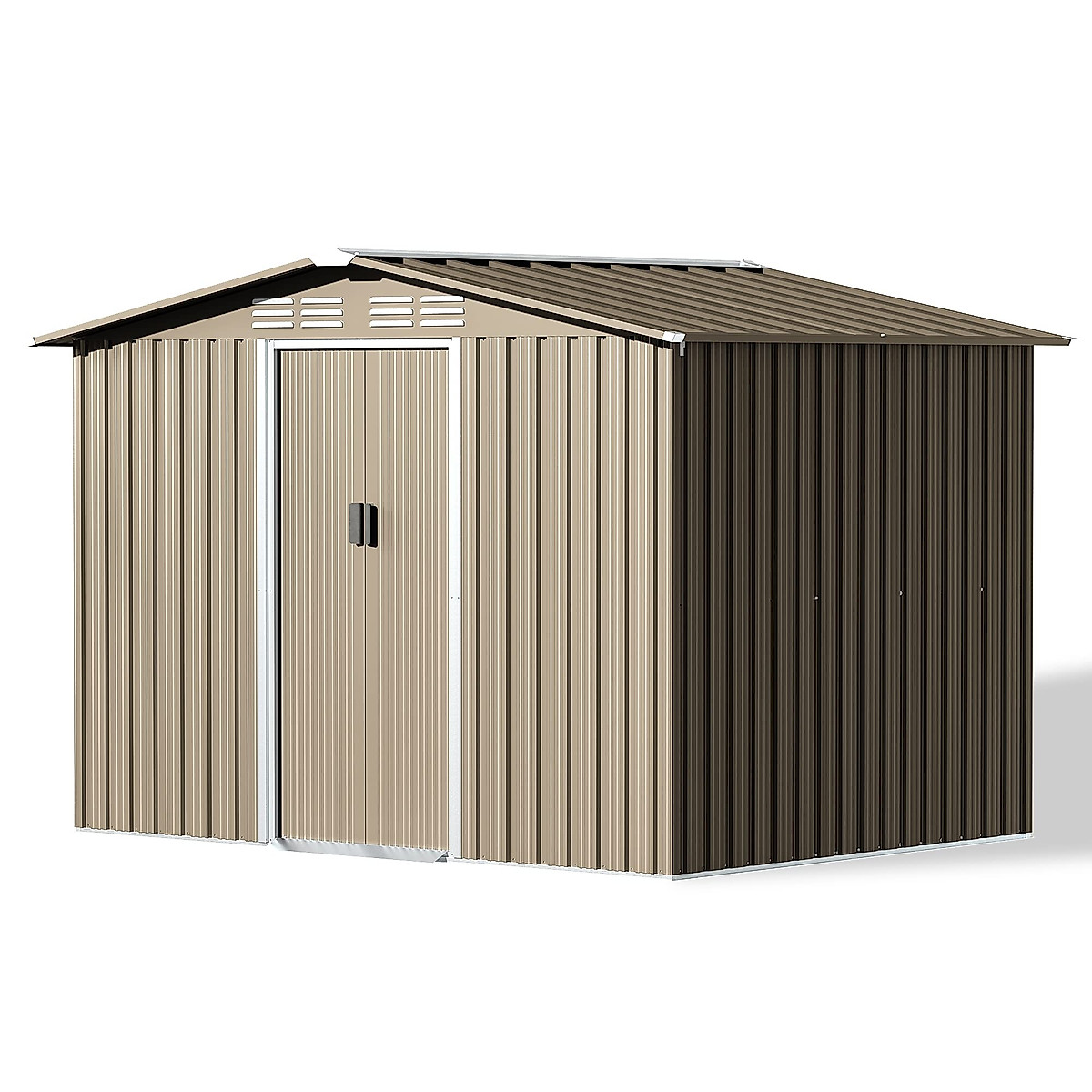 Gotland 8FT x 6FT Metal Storage Shed with Lockable Sliding Doors and Air Vents, Outdoor Utility and Tool Storage for Garden, Backyard, Patio, and Lawn