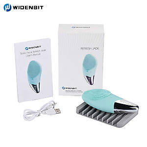 Sonic Facial Cleansing Brush, Refresh Jade - Silicone Electric Face Brush with 3 Function Modes, Waterproof, USB Rechargeable for All Skin Types, Gentle Exfoliating, Deep Cleansing, Massaging (green)