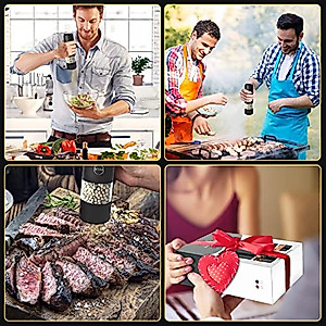 Electric Salt and Pepper Grinder Set - USB Rechargeable, LED Lights, Black Automatic Pepper and Salt Mill Grinder Set Refillable, Adjustable Coarseness, One Hand Operation (Black 2 Pack)