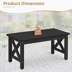 LUE BONA Outdoor Coffee Table for Patio, Rectangle HDPS Outdoor Coffee Table, All Weather Patio Coffee Tables for Outside Deck Porch Lawn, Black