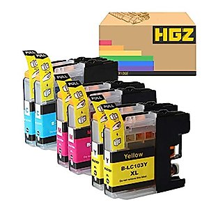 HGZ 6 Color Compatible Ink Cartridge Replacement for LC103 Compatible with MFC J870DW J450DW J470DW J650DW J4410DW J4510DW J4710DW J6720 (2C+2M+2Y)