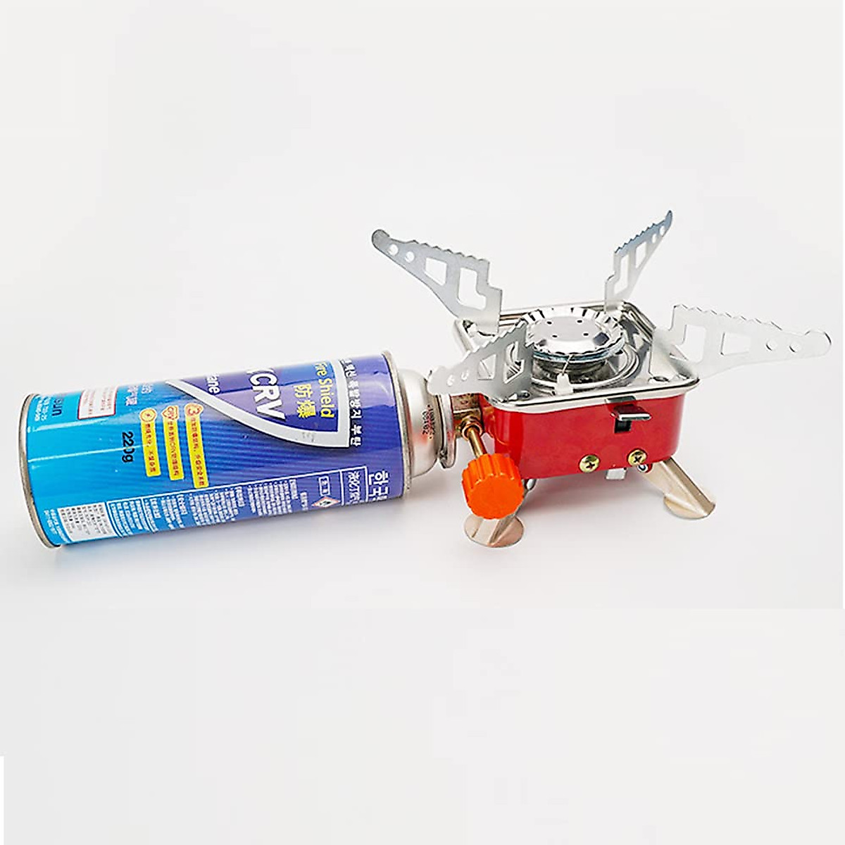 AIROKA Lightweight Square 2800W Gas Furnace Portable Camping Stove with Piezo Ignition Folding Windproof Backpacking Stove Strong Firepower Burner for Outdoor Hiking Cooking