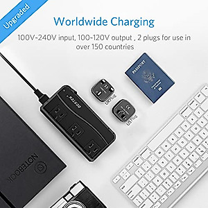 BESTEK Universal Travel Adapter 220V to 110V Voltage Power Converter with 6A 4-Port USB Charging and UK/AU/US/EU Worldwide Plug Adapter International Converter Adapter