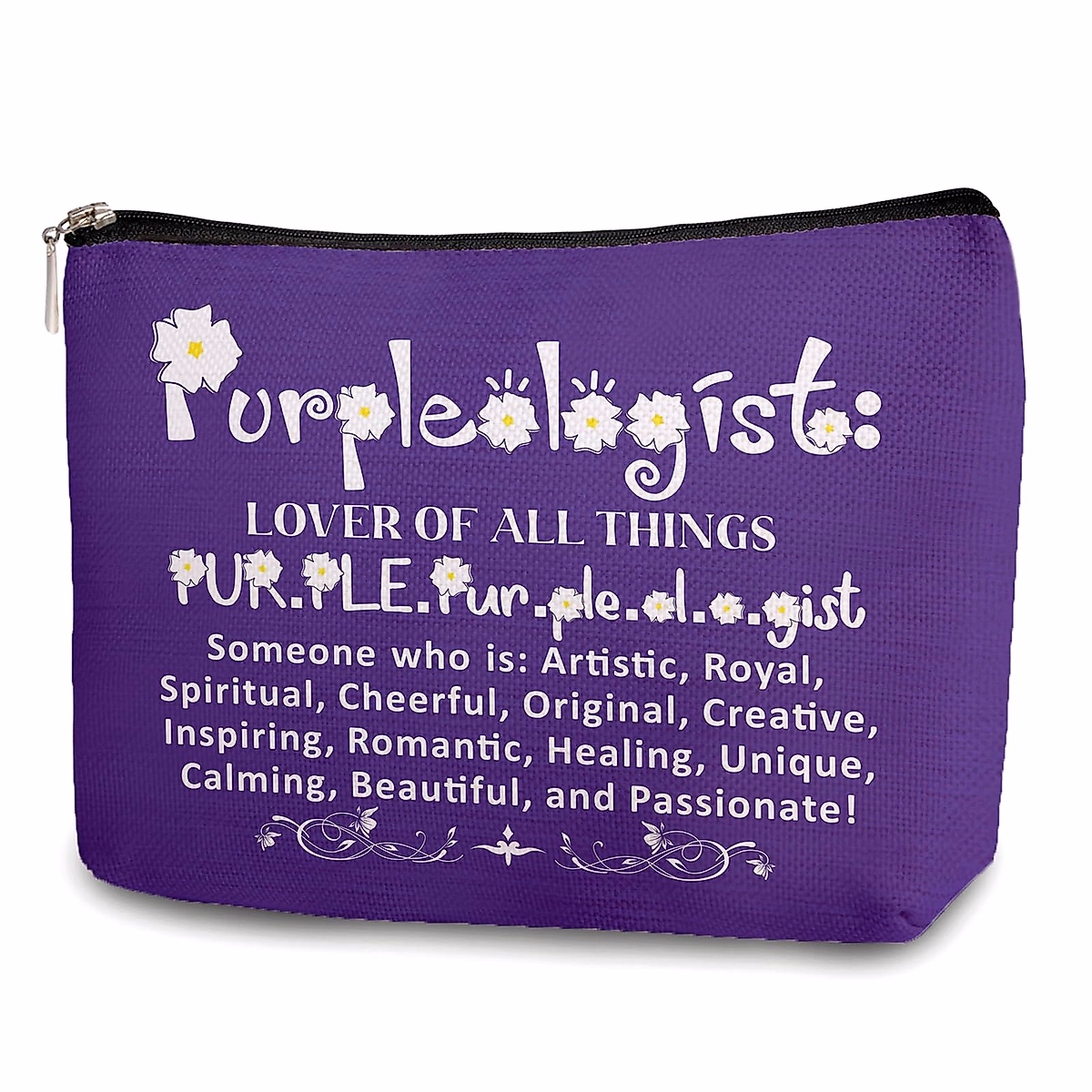 SUNFYCN Purple Fans Cosmetic Bag, Purple Zipper Cosmetic Pouch, Purple Makeup Bag, Purple Lover Gift, Purple Makeup Bag for Girls Women Birthday Graduation 13CB055