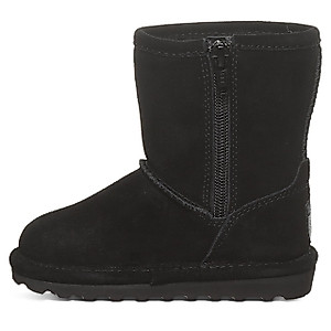 BEARPAW Elle Toddler Black Size 12 | Toddler's Boot Classic Suede with Zipper | Kid's Slip On Boot | Comfortable Winter Boot