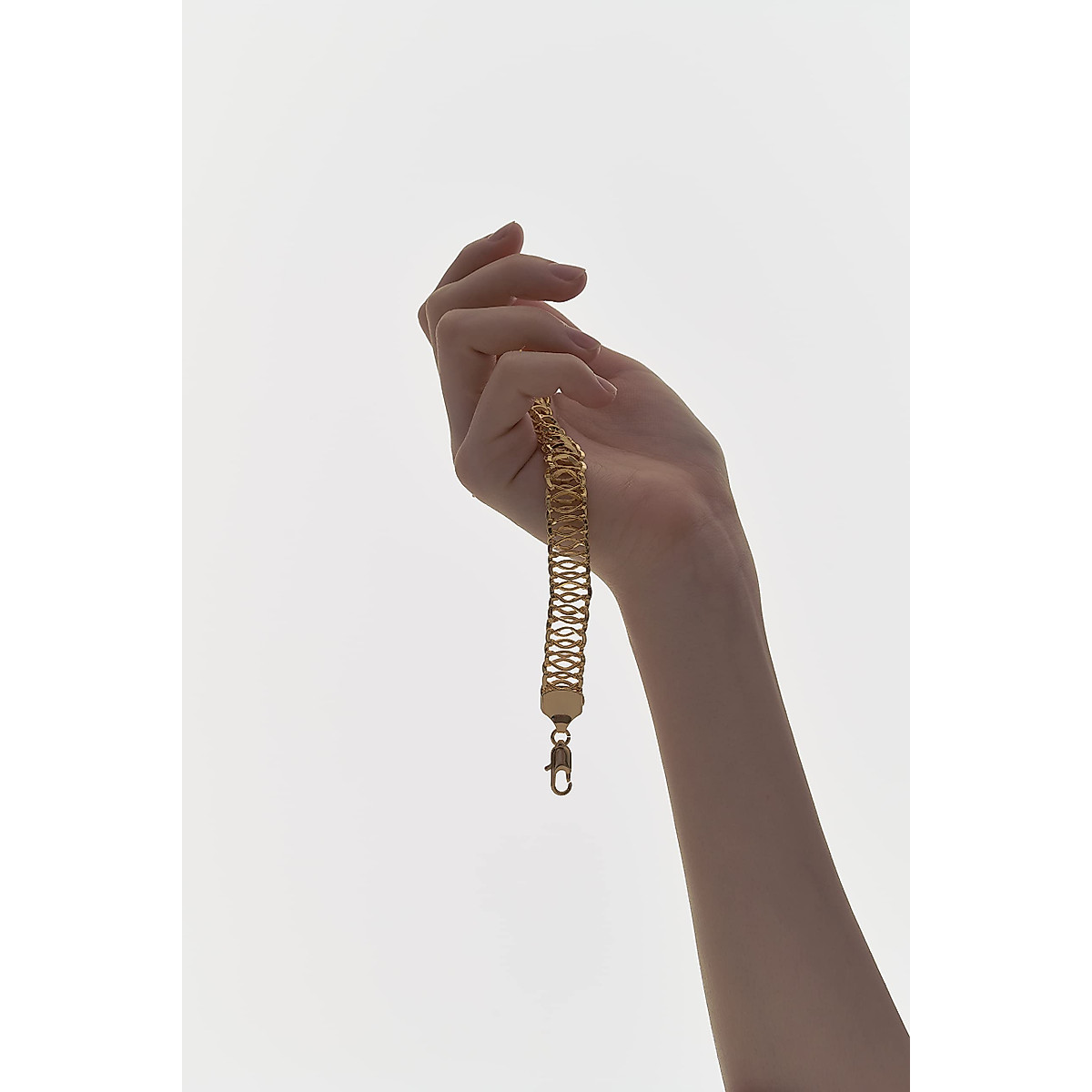 GANALUX 18K Gold Plated Bracelet for Women, Elegance Design Link Chain Jewelry Made in Korea (Lace)