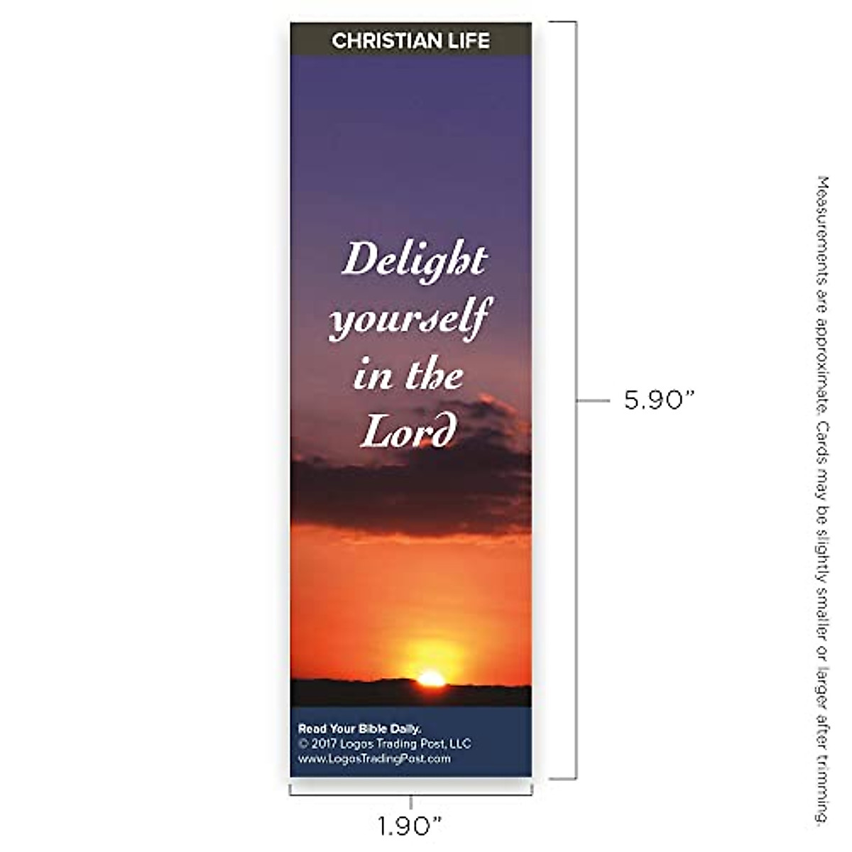 Christian Bookmark with Bible Verse, Pack of 25, Christian Life Themed, Delight Yourself in the Lord, Psalm 37:4-5