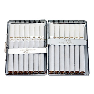 Mother of Pearl Phoenix Yin Yang Design Black Engraved Metal Stainless Steel Cigarette Holder Case Storage Box