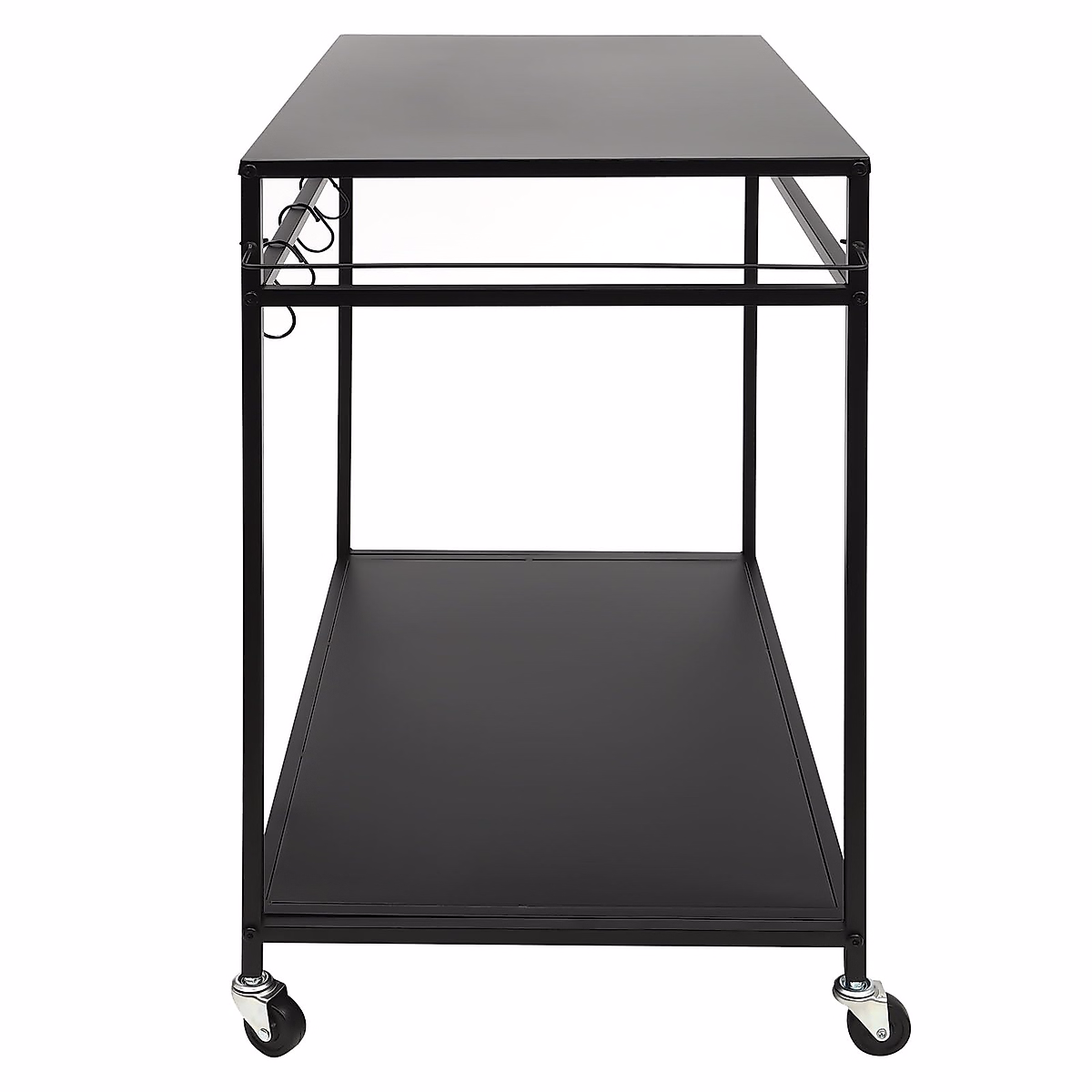 Outdoor Grill Cart Double-Shelf Movable Cooking Table, Outdoor Dining Cart with Storage and Spice Rack, Pizza Oven Cart Worktable Trolle for Kitchen or Backyard Patio Indoor