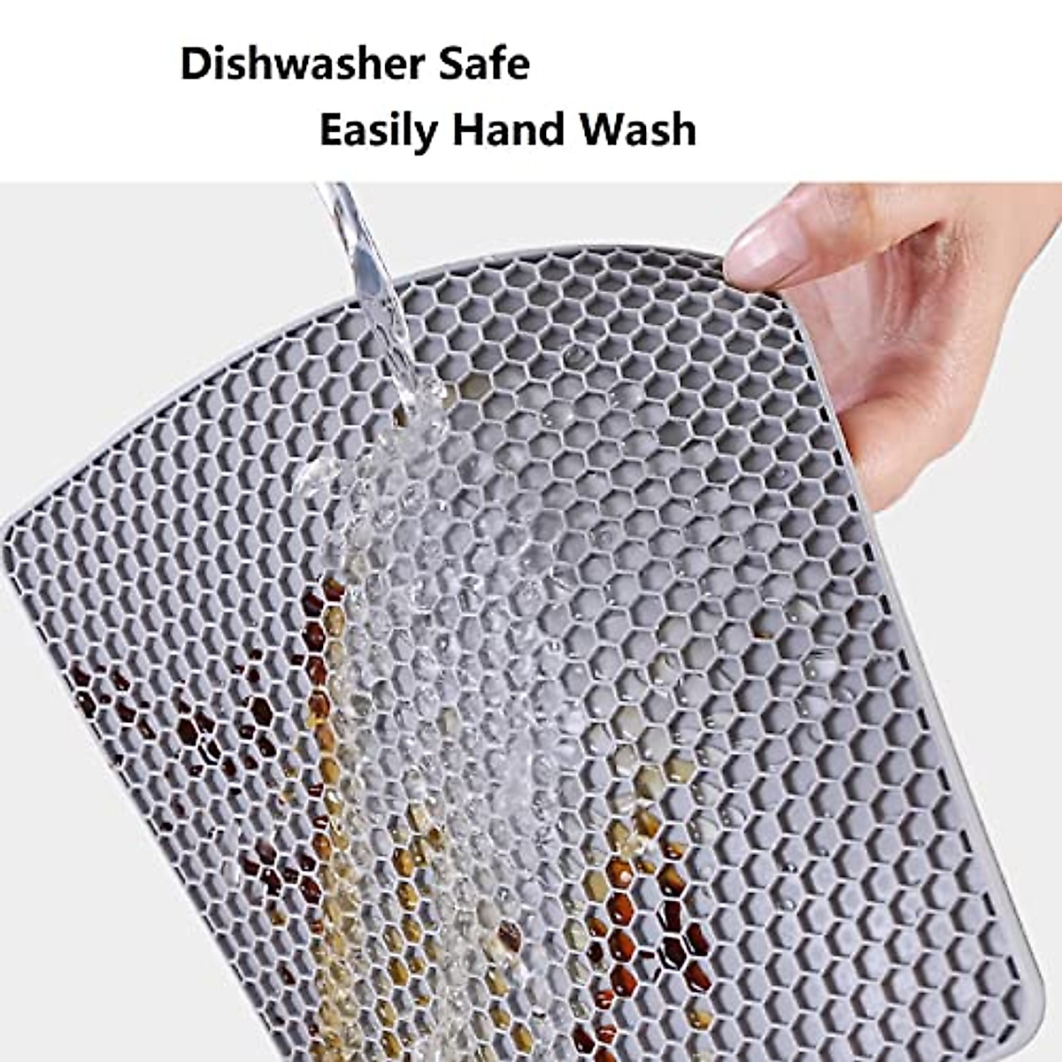 Silicone Trivet Mats, Pot Pads Silicone Pot Holders for Hot Pan Heat Resistant and Anti Slip, Easy to wash and Dry, 8 Pack Black & Gray(4 Squared + 4 Round Mats)