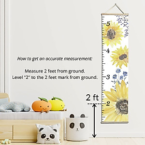 Baby Kids Canvas Hanging Growth Chart Height Ruler Portable 12"x60" Measures from 1'5" to 6'3" Nursery Wall Decor Shower Gift