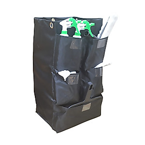 5 Pockets Replacement Janitorial Cart Bag, High Capacity Waterproof Thickened Housekeeping Commercial Janitor Cleaning Cart Bag Housekeepers Cart Bag with 6 Brass Grommets - 16 x 11 x 27 inches