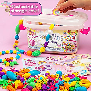 Just My Style Make & Believe Unicorn Pop Beads, 500+ Snap-Together, DIY, Bead Kit for Girls, Jewelry Set, Great Travel & On The Go Activity for Kids Ages 4, 5, 6, 7, 8