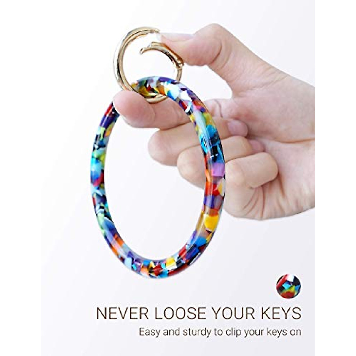 Heesch Bangle Key Ring Bracelet Keychain Key Ring Bracelet for Women, Acetate Circle Keyring for Wrist (Multi Color)