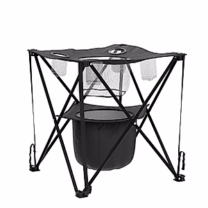 Mind Reader Folding Tailgate Table, 23.25" L x 23.25" W x 24.5" H, Black