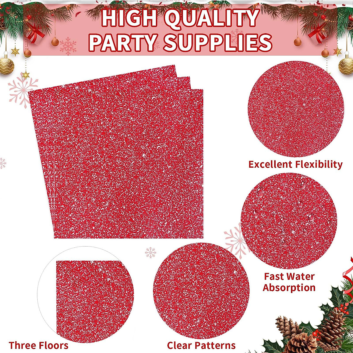 96pcs Iridescence Red Birthday Party Supplies 350 GSM Holographic Red White Christmas Plates and Napkins Rainbow Tableware Sets for Girls Women Bridal Shower Iridescent Party Decorations Serves 24