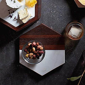 Libbey Urban Story Wood and Marble Fifty Tray, 10-inch