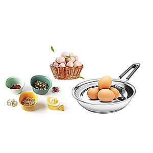 Kansara Stainless Steel Frying Pan Tri-Ply Steel Skillet Cookware for Kitchen Restaurant Deep Frying Pan Large Wok Professional Grade Pan-Composite Pan Cooking Frying Pan (Silver) (8.5 Inch Fry Pan)