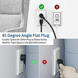 10ft Thin Flat Extension Cord Bundle, NTONPOWER 3 Outlets 2 USB Power Strip with 10ft Power Cord, 4 Outlets 2 USB Power Strip with 10 ft Extension Cord, Flat Plug, Mount for Home Office, Black