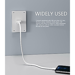 BERLAT USB 3.0 Keystone Jack Insert, USB Keystone Jack,USB to USB Adapters Female to Female Inserts Connector Interface Coupler Socket Adapter Port for Wall Plate Outlet Panel(White-6 Pack)