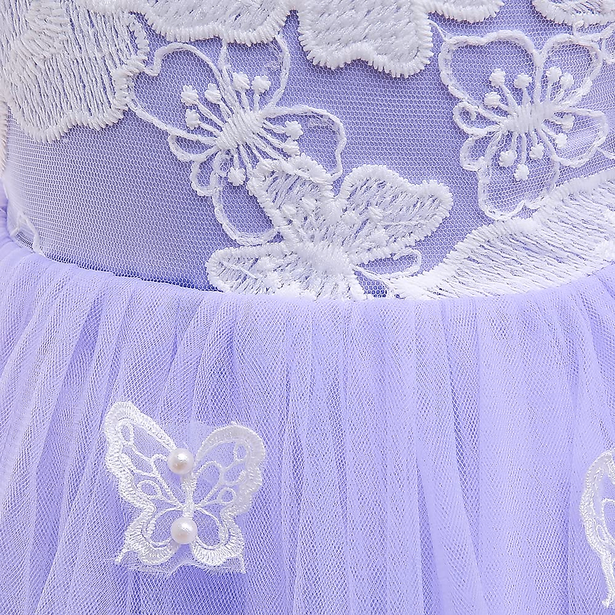 Baby Girls Birthday Dress Infant Ruffled Butterfly Embroidered Special Occasion Dresses (80/12-18M, Purple)