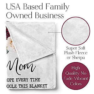 Personalized Mom Throw Blanket from Son or Daughter, Elegant Floral Pattern with Custom Name, Soft and Plush, Mother’s Day, Anniversary, Holiday, Christmas, or Birthday Gift, (Fleece 50x60)