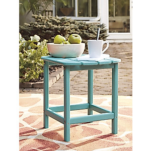 Signature Design by Ashley Sundown Treasure Outdoor Patio HDPE Weather Resistant End Table, Blue