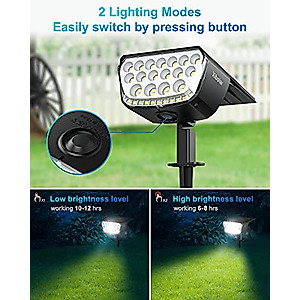 Xibolar Solar Spot Lights Outdoor [2 Pack], 32 LED Solar Powered Landscape Spotlights, IP65 Waterproof Solar Outdoor Lights, Auto On/Off 2 Modes Lighting for Yard Pathway Porch Patio(Cool White)