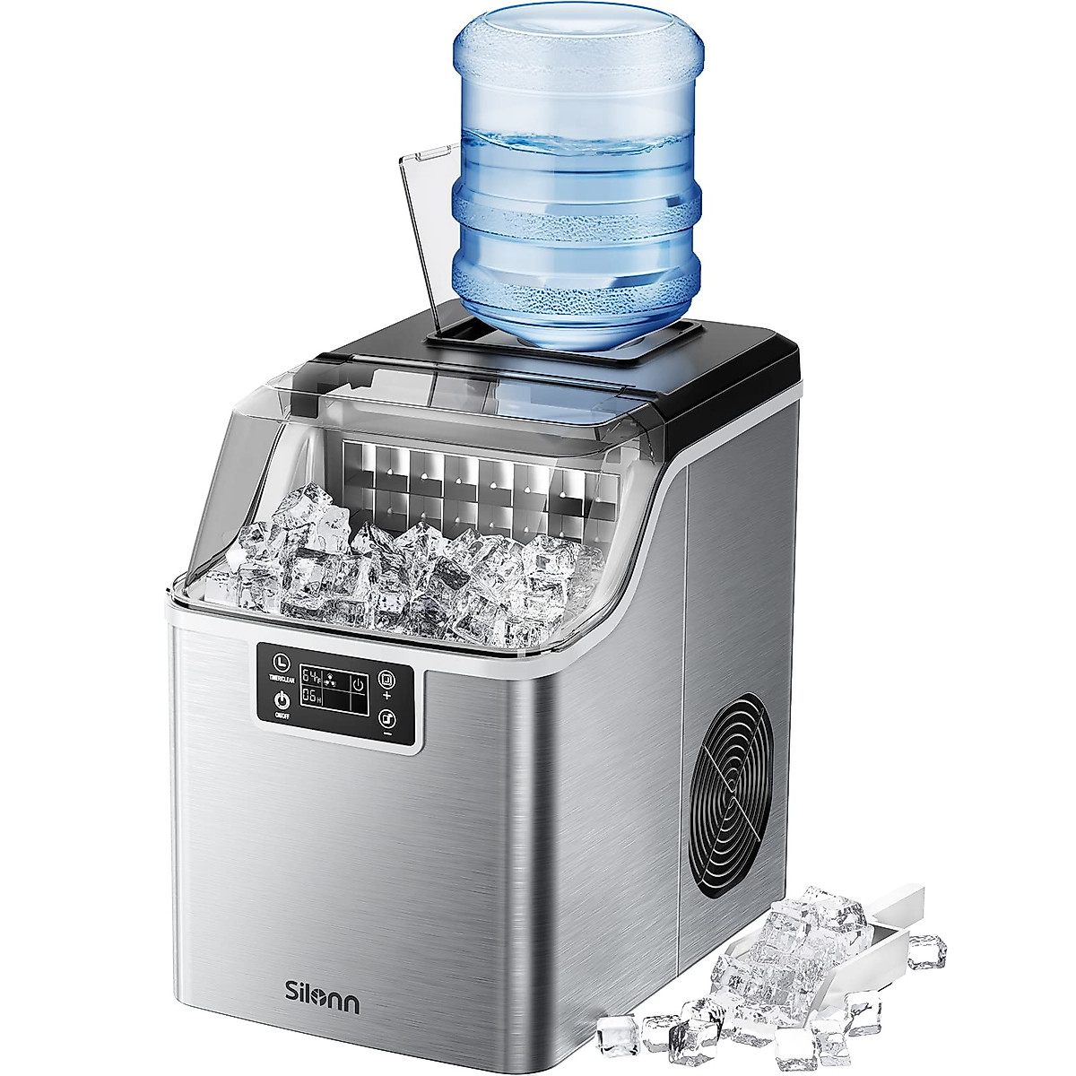 Silonn Countertop Ice Maker (45lbs/Day) + Perfect Stix Icebag10TT-100 Ice Bags (10 lbs) with Twist Tie Enclosure