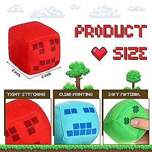 Hungdao 12 Pcs Plush Pixel Square Cubes Soft Miner Game Plush Toys Square Pixel Miner Stuffed Animals Doll Toy for Video Game Fans Birthday Party Favor Home Decor Classroom Rewards Gifts, 6 Styles