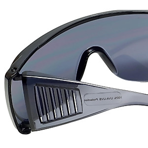 Calabria 1003 Fit Over Safety Glasses Fitover Prescription Eyewear Smoke Grey Men Women Large Wraparound Tinted Anti Scratch