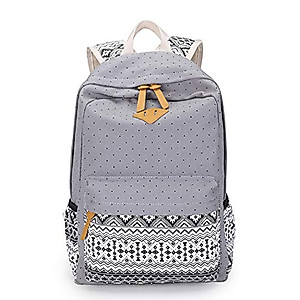 Sugaroom Backpack for Girls, School Backpack Canvas Dot Backpack Bookbags Teen Girls Backpacks Set