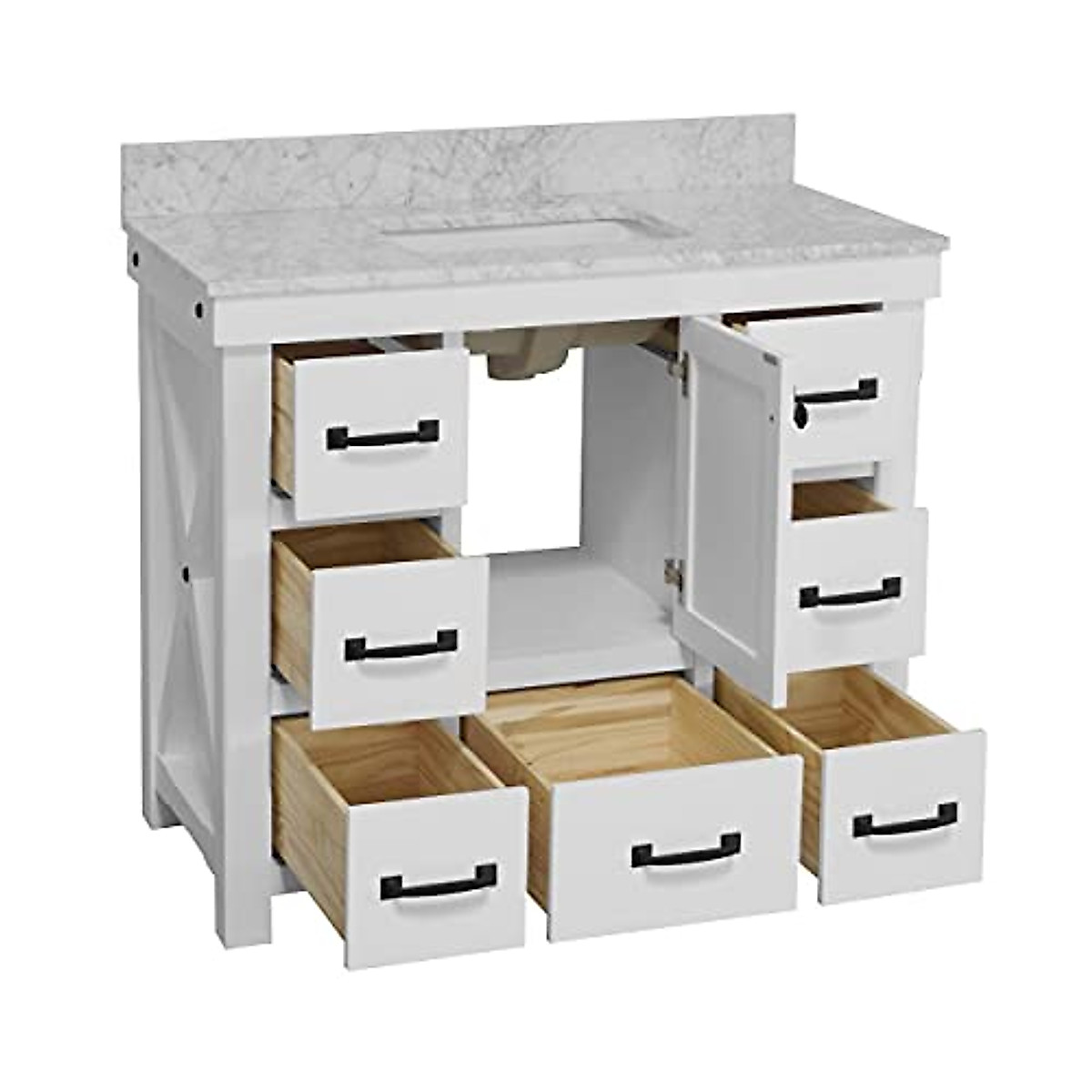 Tuscany 42-inch Bathroom Vanity (Carrara/White): Includes White Cabinet with Authentic Italian Carrara Marble Countertop and White Ceramic Sink