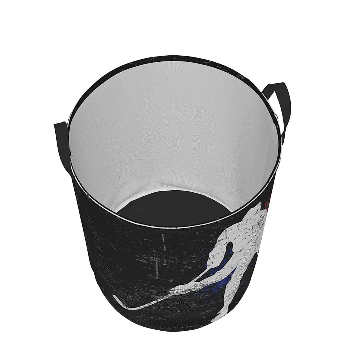 KiuLoam Vintage Ice Hockey Player Laundry Baskets, Bedroom Hamper Collapsible Waterproof Oxford Fabric with Handle Foldable Cloth Washing Bin Tote Bag (16.5 Inches)