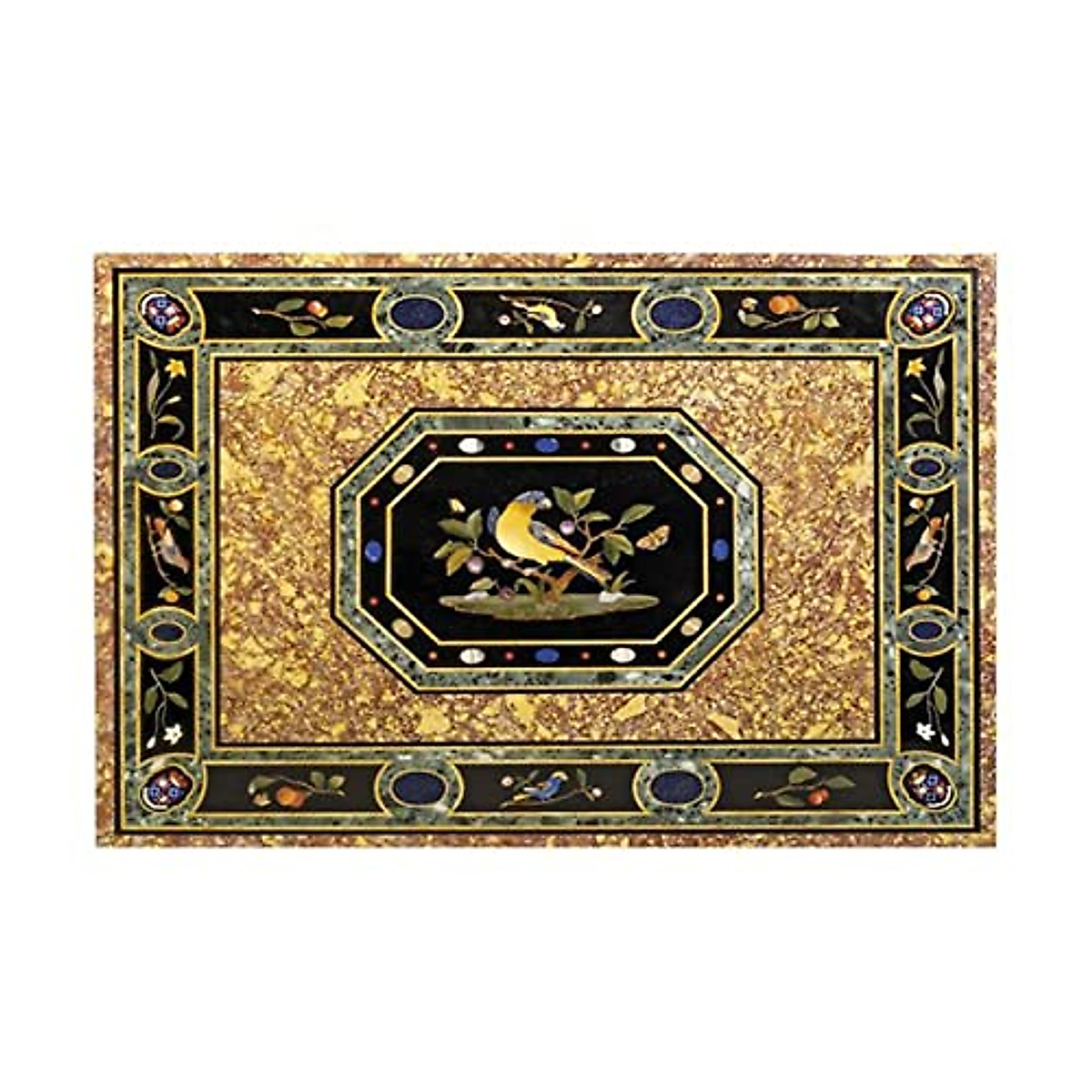 48" x 24" Inch Black Marble Dining Table/Coffee Table Italian Pietra Dura Design Outdoor Indoor Table, Office Table, Conference Table
