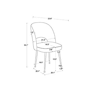 Iconic Home Welburn Dining Side Chair Velvet Upholstered Open Back Design Gold Plated Solid Metal Legs (Set of 2) Modern Contemporary, Blue