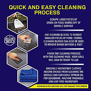 Grillers Choice Griddle Cleaning Kit, Flat Top Grill Set-Cleaning Blocks, Scouring Pads, Cleaning Brush, Scraper. All in One Grill Cleaning Kit (CleaningKitNEW)