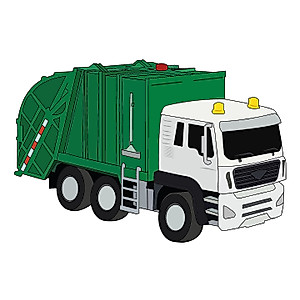 Vinyl Decoration Multicolored Rear Loader Solid Waste Collection Vehicle Design Kids Bedroom Nursery Wall Decal - 18" x 28" Home Living Room Garbage Truck Art Adhesive Wall Decor Sticker