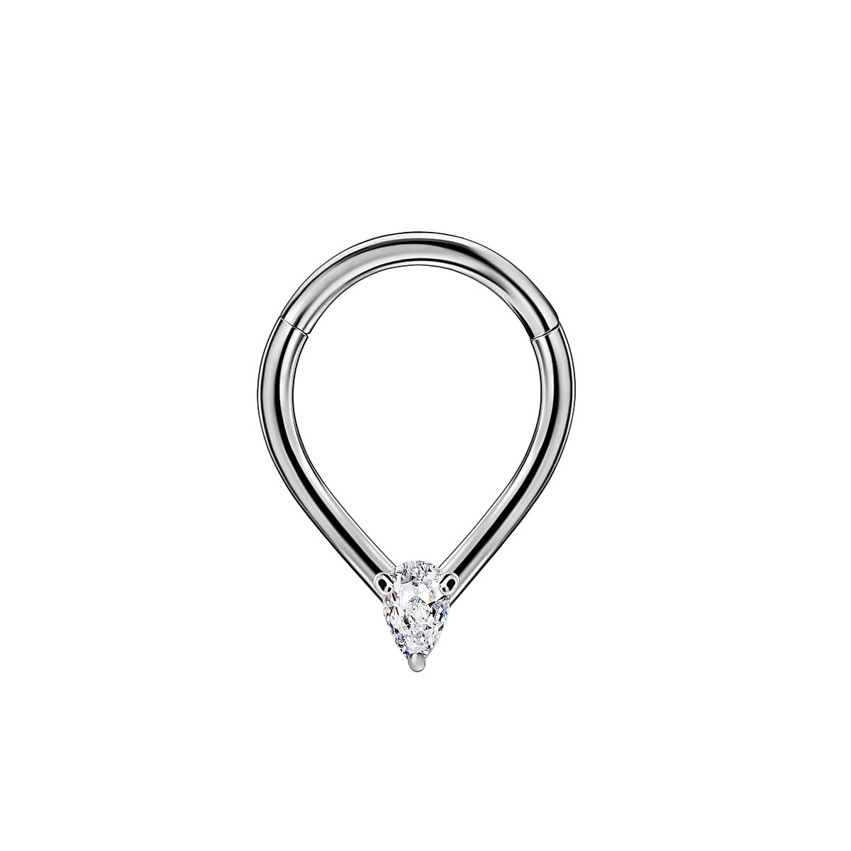 FANSING Titanium Septum Rings for Women 16 Gauge Septum Clicker Clear Cubic Zirconia Septum Piercing Rings 16g Septum Jewelry 8mm Teardrop Septum Ring Hoop