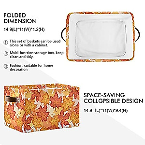 senya Thanksgiving Basket Fall Basket, Autumn Leaves Maple Leaf Foldable Fabric Collapsible Storage Bins Organizer Bag for Storage Toy Storage Pattern 12 One Size x1