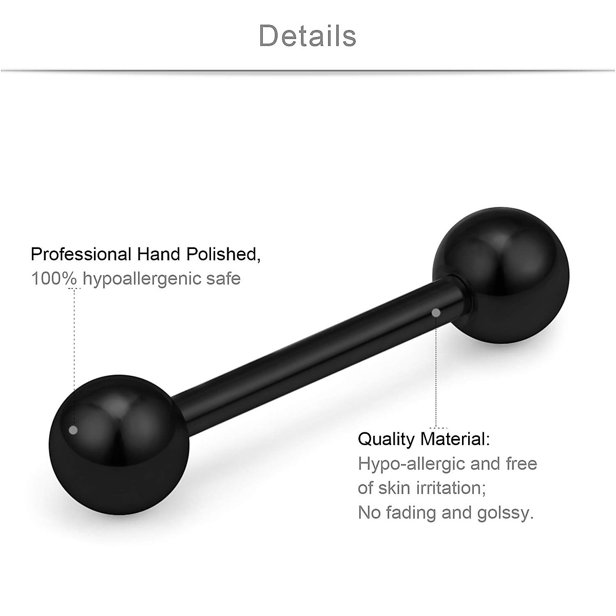 SCERRING 6PCS 14G Stainless Steel Rose Skull Door Lock Tongue Teaser Double Barbell with Slave Ring Nippleings Ring Body Piercing Jewelry Black