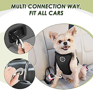 SlowTon Dog Seatbelt, 2 Pack Dog Seat Belt Car Leash Adjustable Elastic Bungee Buffer Heavy Duty Nylon Reflective Pet Safety Tether Connect to Dog Harness for Travel Riding in Vehicle (Daul Clip, B)