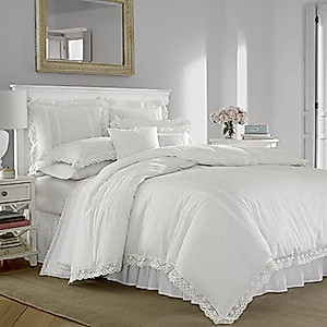 Laura Ashley Home - Throw Pillow with Envelope Closure, Elegant Home Decor for Bed or Sofa (Annabella White, 18" x 18")