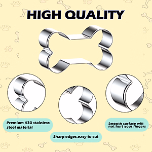Hottion 8PCS Dog Bone and Dog Paw Print Cookie Cutters Set, Metal 4 Sizes Dog Bone Paw Shape Cookie Cutters, Dog Theme Party Cookie Cutter Dog Treats Cutters Molds for Homemade Treats Baking