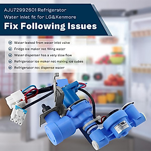 AJU72992601 Refrigerator Water Inlet Valve fit for LG fridge LFX LMX series,Replacement fit for Ken.more 795 series 79573055410 AP4671476 PS3533117 prime&swift