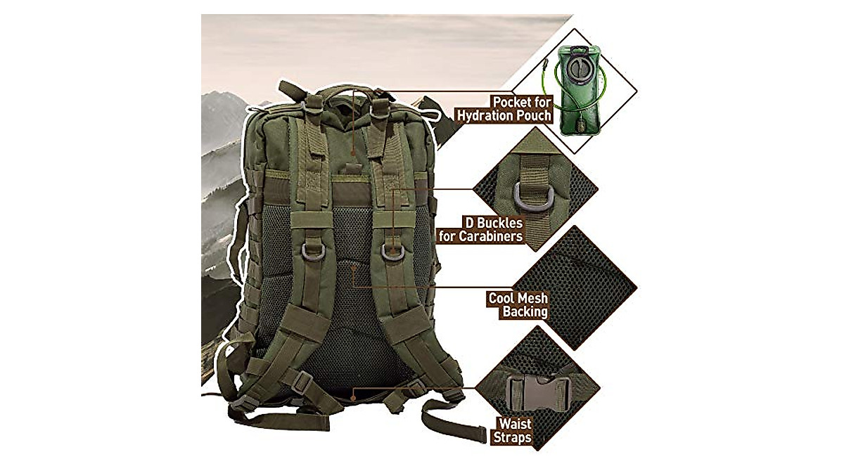 Bug Out Bag Backpack 50L Tactical Survival Pack Green Camo