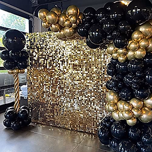 COKAOBE Light Gold Shimmer Wall Backdrop 24PCS Gold Sequins Backdrop Decoration Panels, Photo Backdrops for Birthday, Anniversary Wedding Engagement Decoration (Light Gold)
