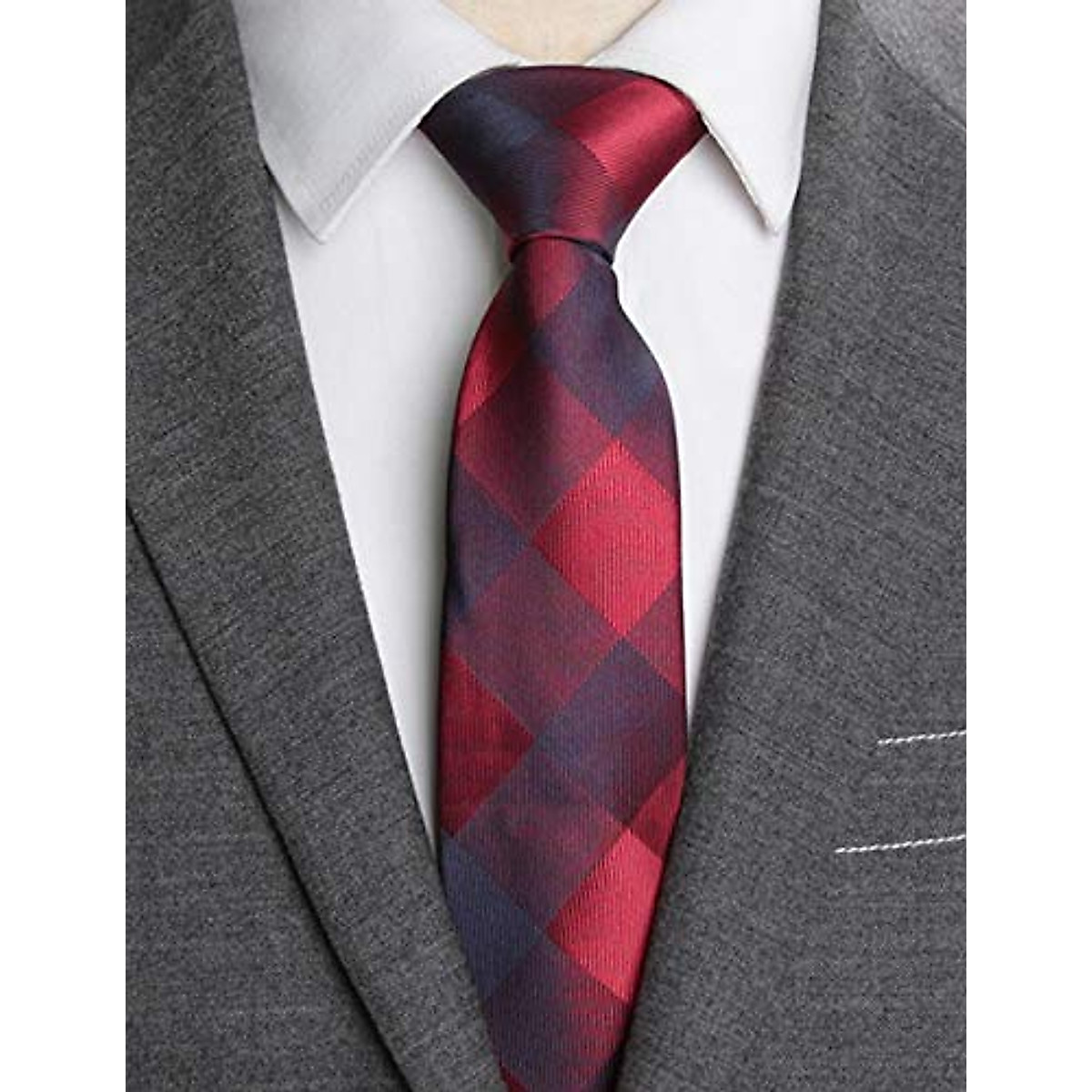 AUSKY 4 Packs Skinny Neckties for Men Boys, 2.35'' Wide Slim Ties in Different Textured Style Mixed set